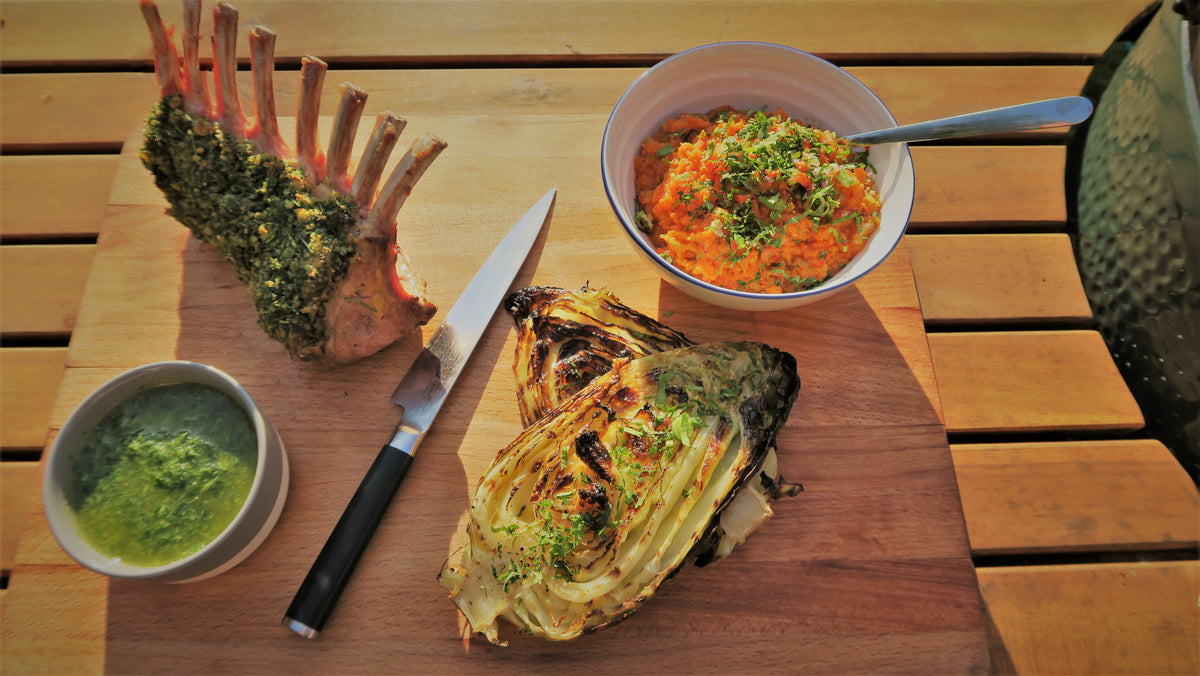 Jack O'Donovan's Herb Crusted Rack of Lamb, sweet potato mash, barbecu ...
